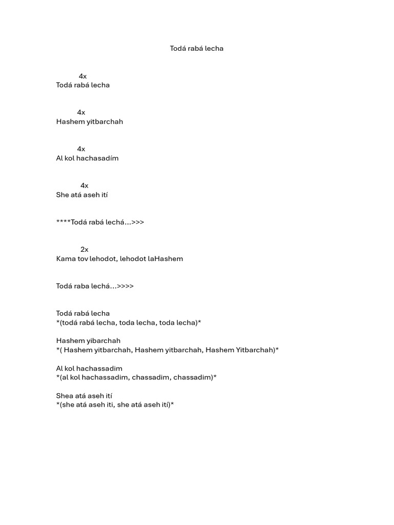 todá rabá lecha | PDF