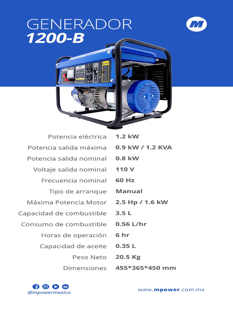 Ficha Tecnica Generador Mpower | PDF