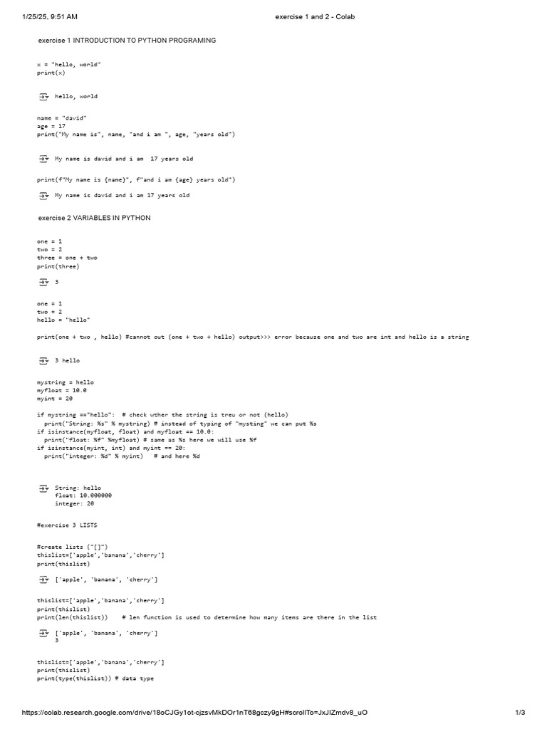 exercise 1 and 2 - Colab | PDF | Software Development | Computer Science
