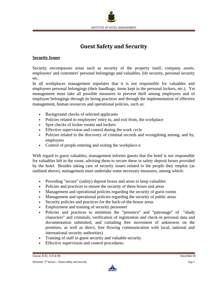 Hotel Guest Safety and Security Measures | PDF | Fires | Fuels
