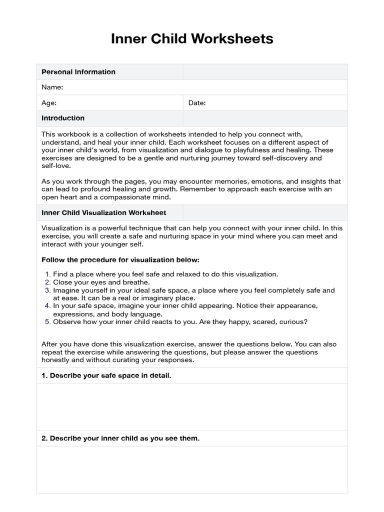 inner-child-worksheets | PDF | Social Psychology | Behavioural Sciences