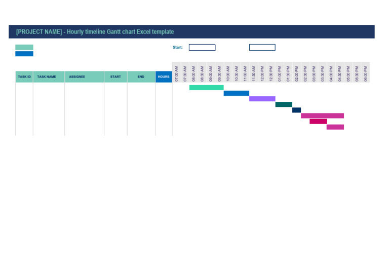 Hourly Gantt Chart Excel Template | PDF
