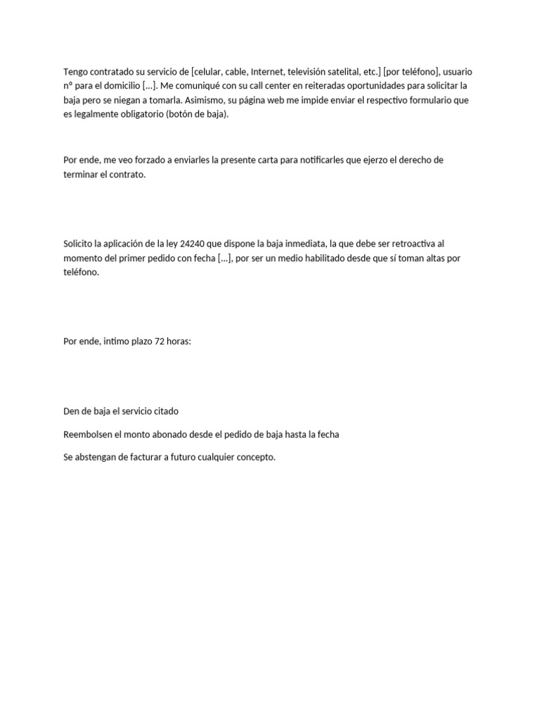 Modelo Baja Servicios | PDF