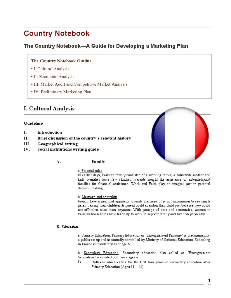Country Notebook: I. Cultural Analysis | PDF | France | French People