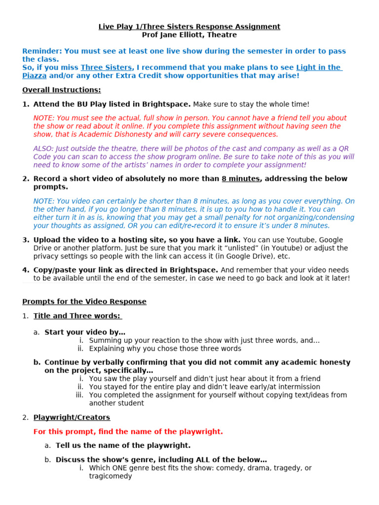 01 Three Sisters Live Play Response Instructions | PDF | Genre