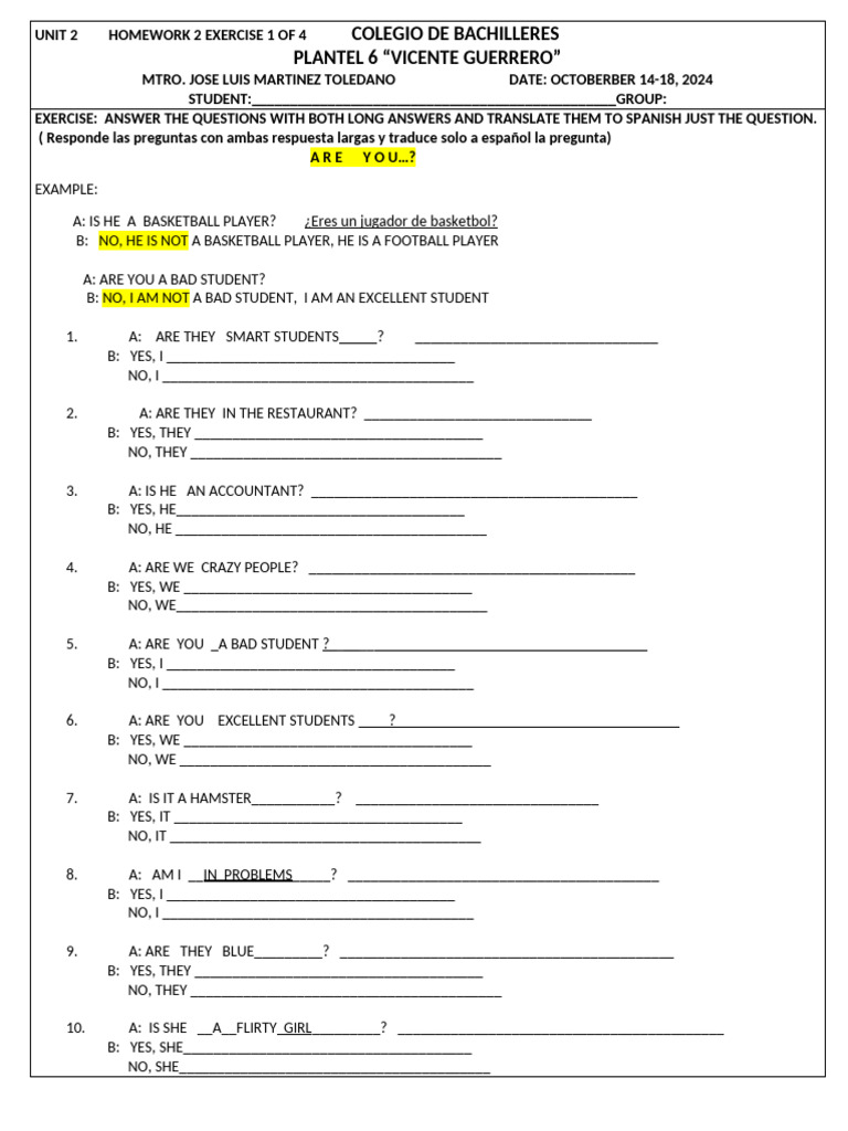 EXERCISE1 -ARE YOU | PDF