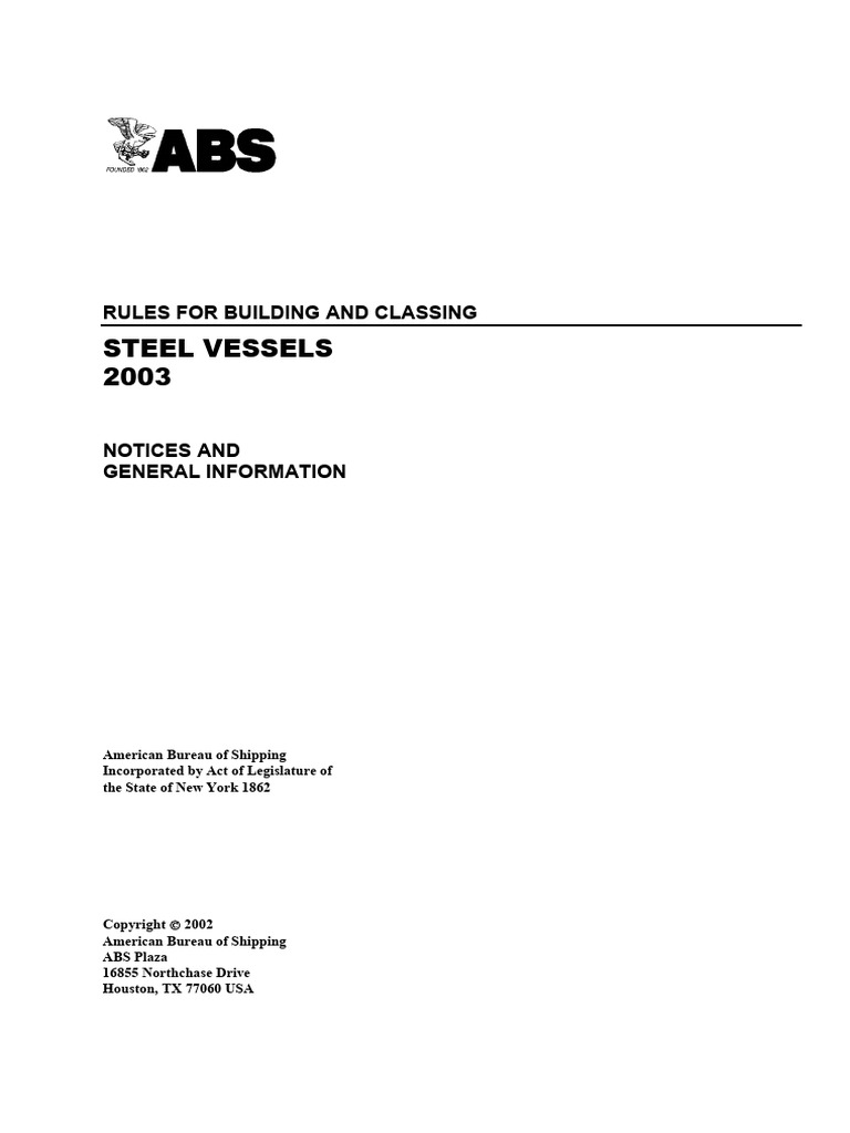 ABS Rules for Ship General info | PDF | Pipe (Fluid Conveyance ...