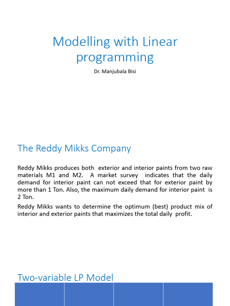 Modelling With Linear Programming MOT 3 | PDF | Equations | Variable ...