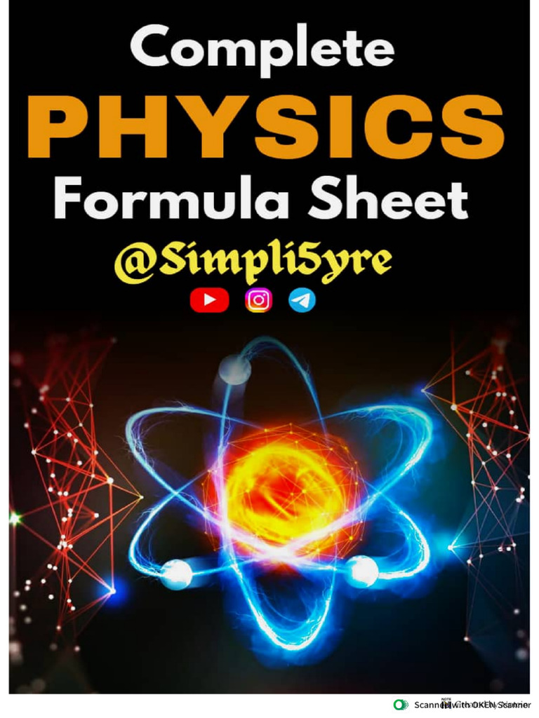 Physics Formula Sheet (11th+12th) For All Chapter | PDF