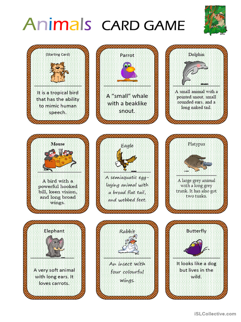 Animals Card Game | PDF | Elephant | Birds