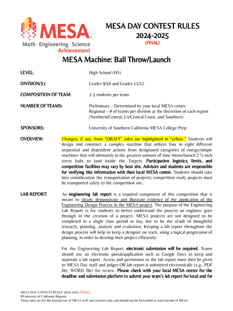 2024 25 HS - MESA Machine FINAL | PDF