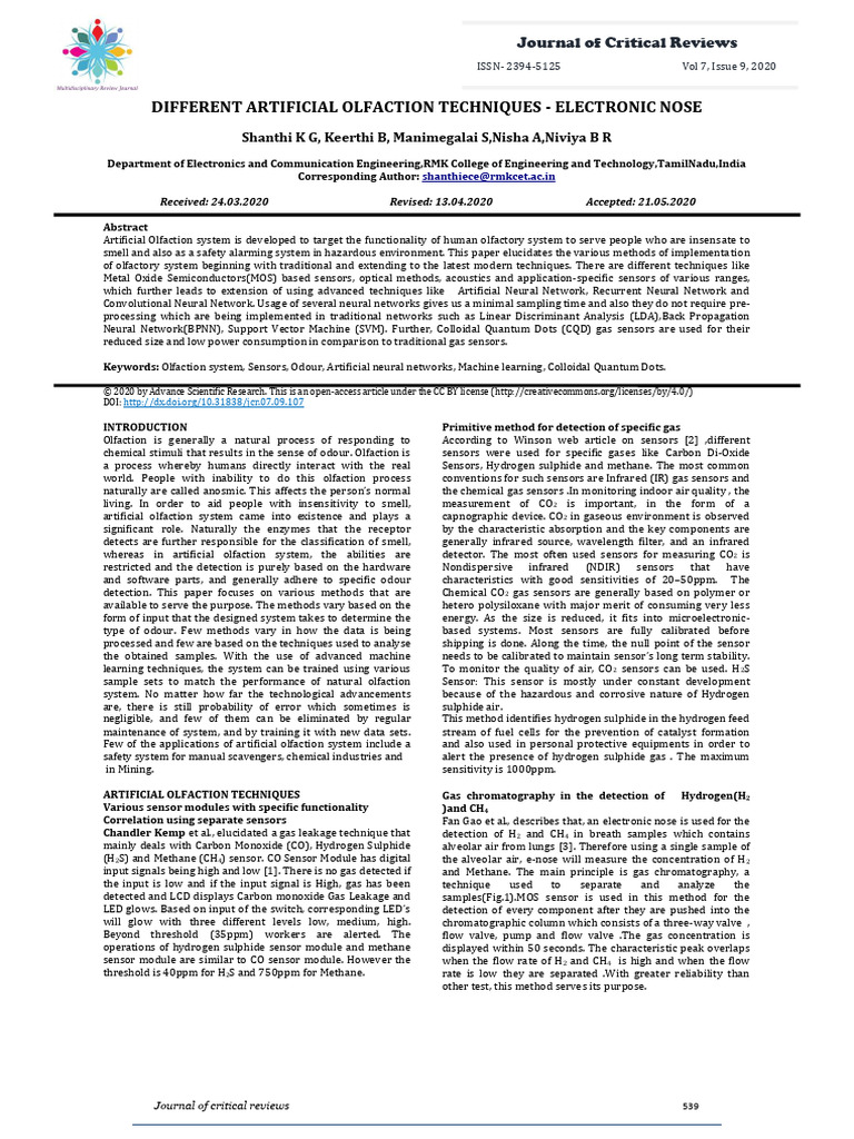 Artificial Olfaction Techniques Overview | PDF | Odor | Sensor