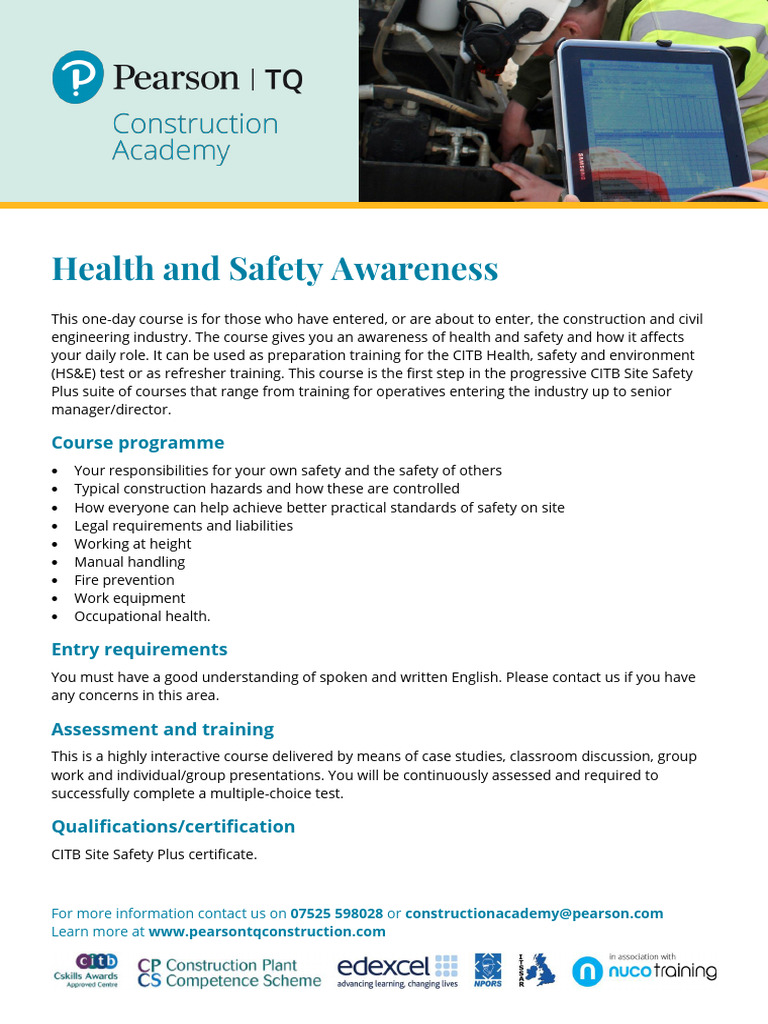 CA Site Safety Course Outlines | PDF | Occupational Safety And Health ...