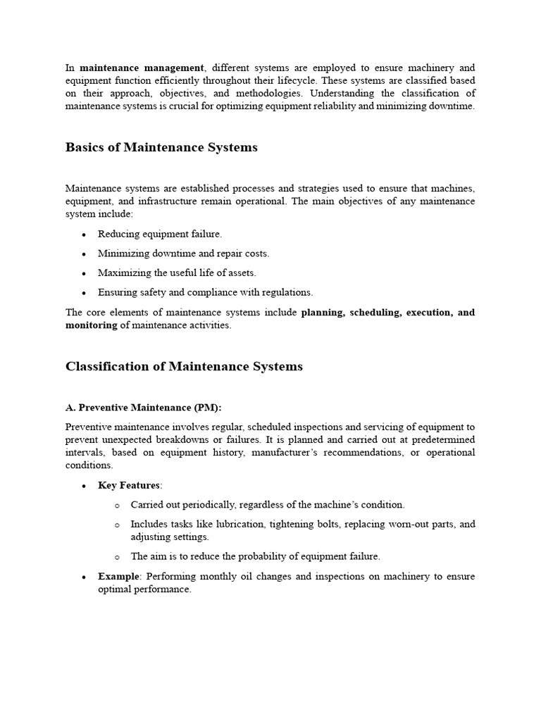 Unit-2 (1) Maintenance Management | PDF