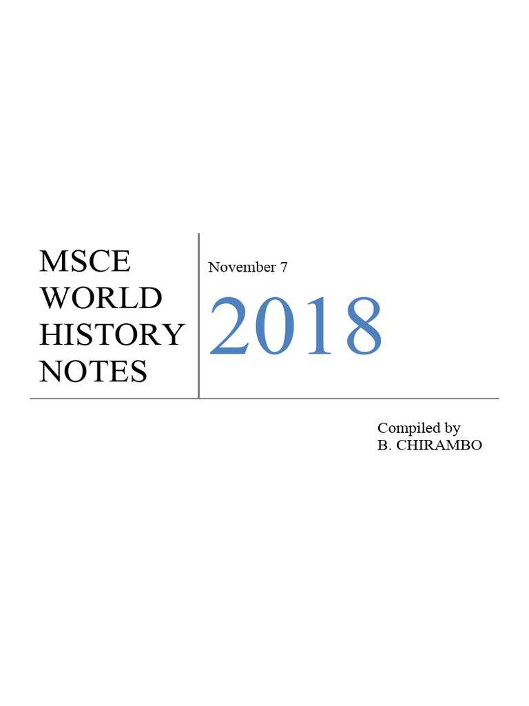 MSCE WORLD HISTORY NOTES - Revised Curriculum 2 (1) 061505 | PDF