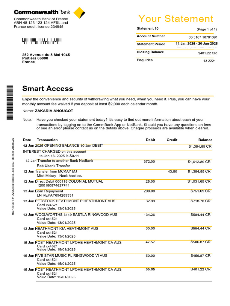Your Statement: Smart Access | PDF | Banks | Debit Card