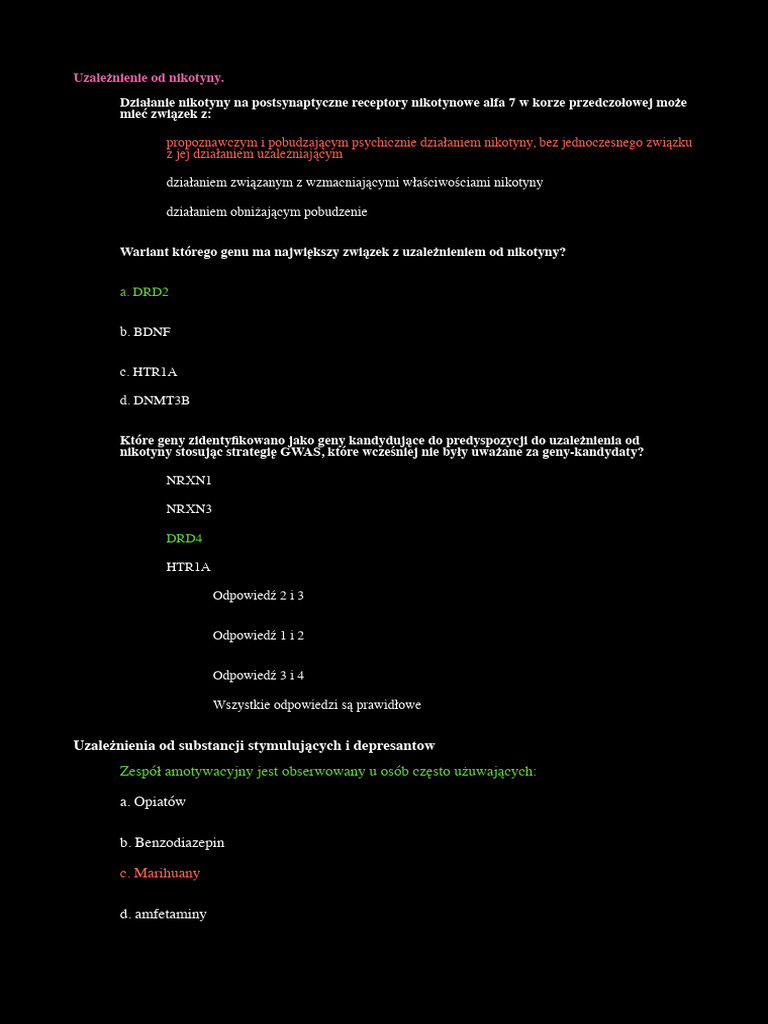 Dzia Aniem Zwi Zanym Z Wzmacniaj Cymi W A Ciwo Ciami Nikotyny Dzia Aniem Obni Aj Cym Pobudzenie ...