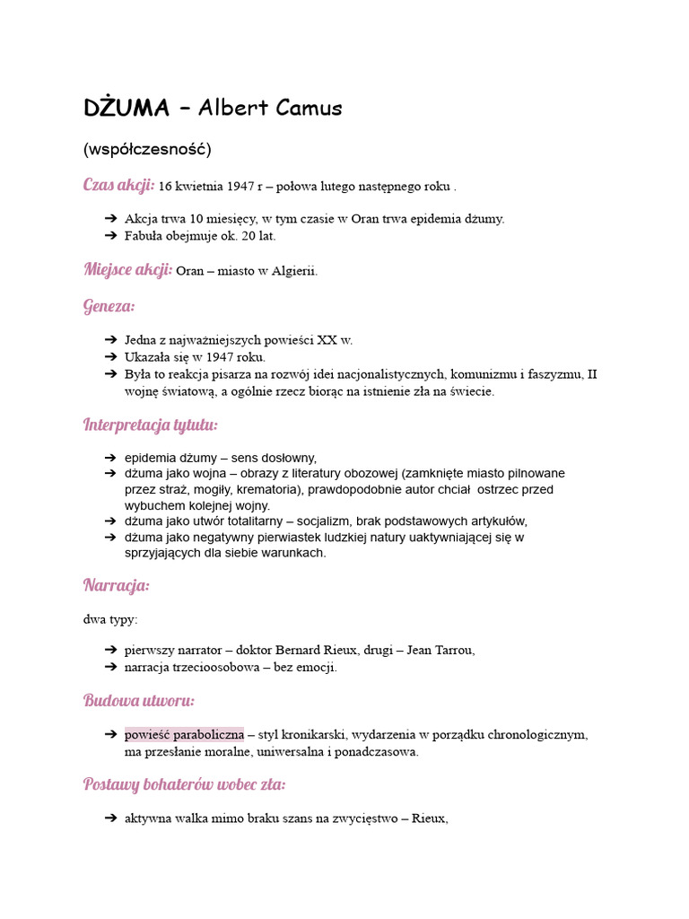 DŻUMA - Albert Camus | PDF