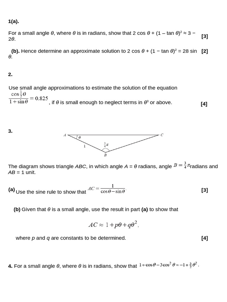 OCR A Small Angle Approximations | PDF