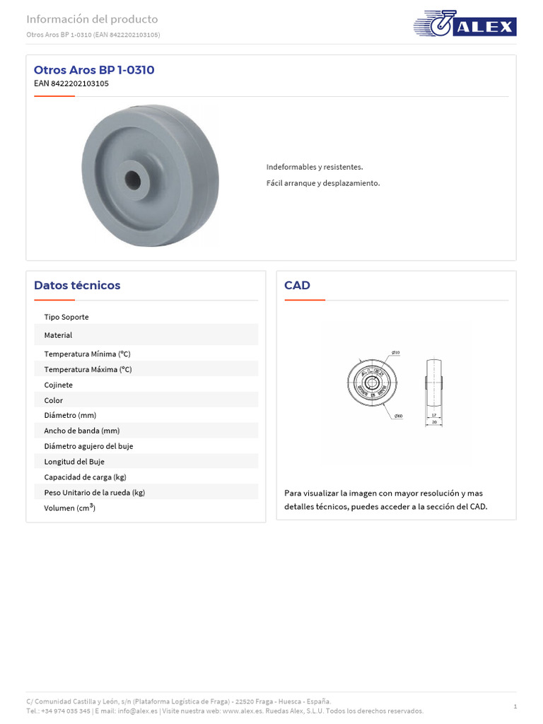 Rueda Alex 1-0310 | PDF