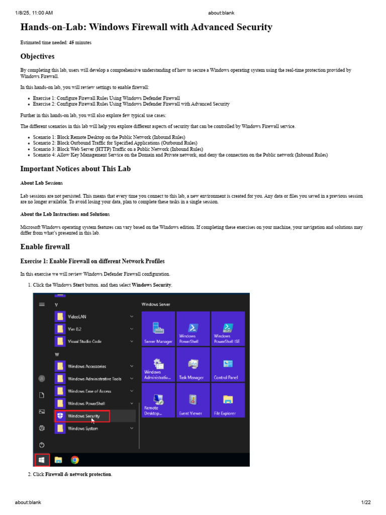Hands-on-Lab Windows Firewall With Advanced Security | PDF | Port (Computer Networking ...