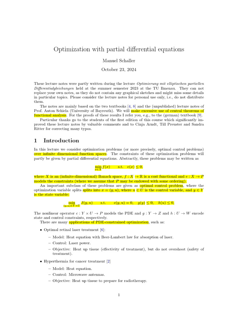 Optimization_with_partial_differential_equations | PDF | Continuous Function | Mathematical Analysis