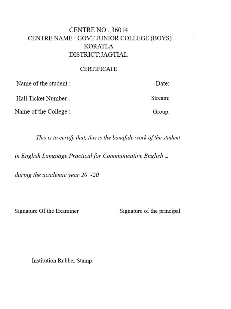 English Practical Certificate | PDF