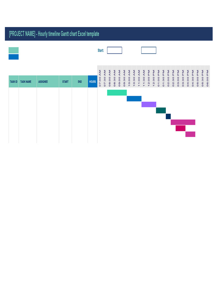 04. Hourly Schedule Gantt Chart Excel Template | PDF