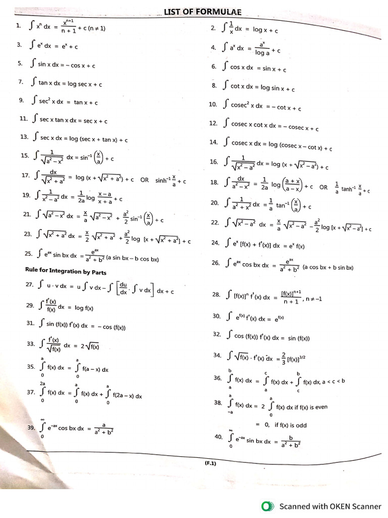 Integration Formula | PDF