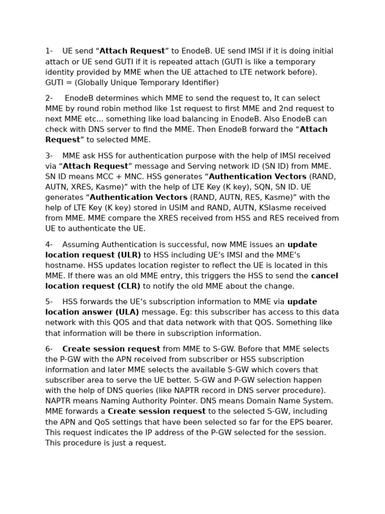Simple LTE attch procedure | PDF | Internet Protocols | Network Layer ...