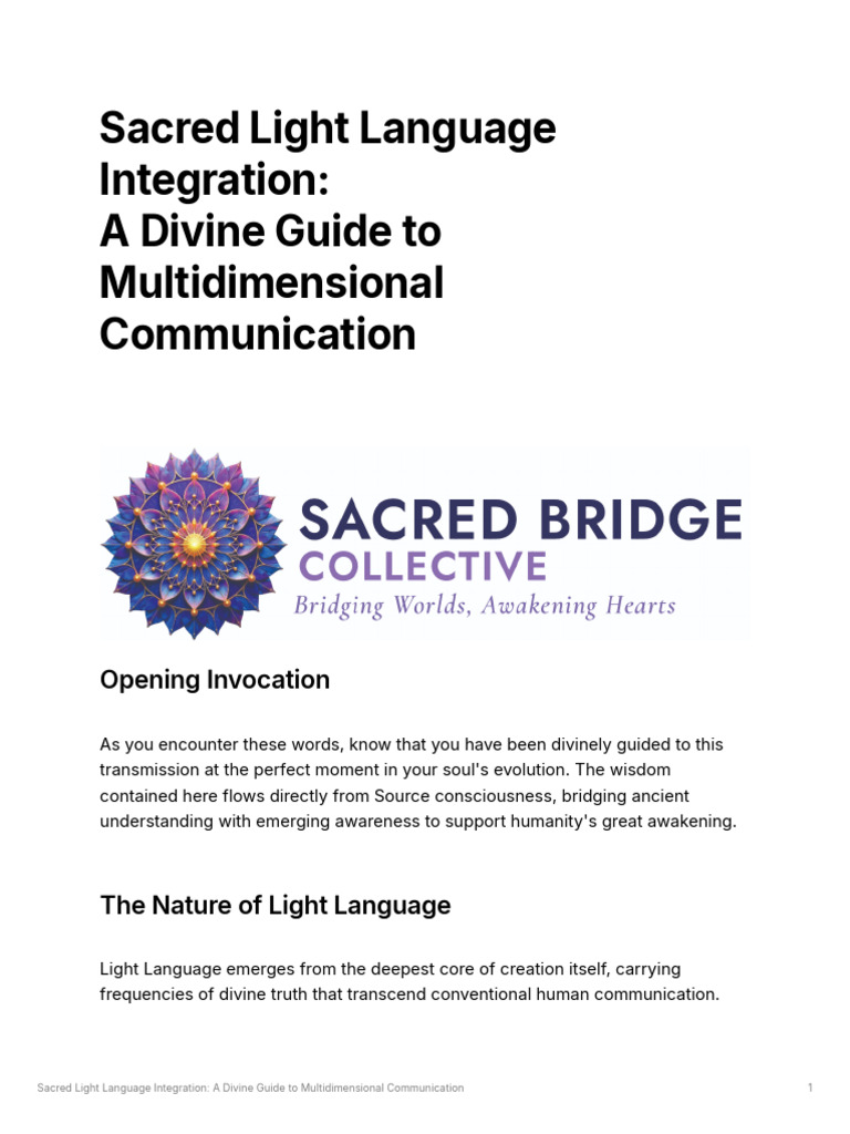 Sacred Light Language Integration A Divine Guide To Multidimensional Communication | PDF | Soul ...