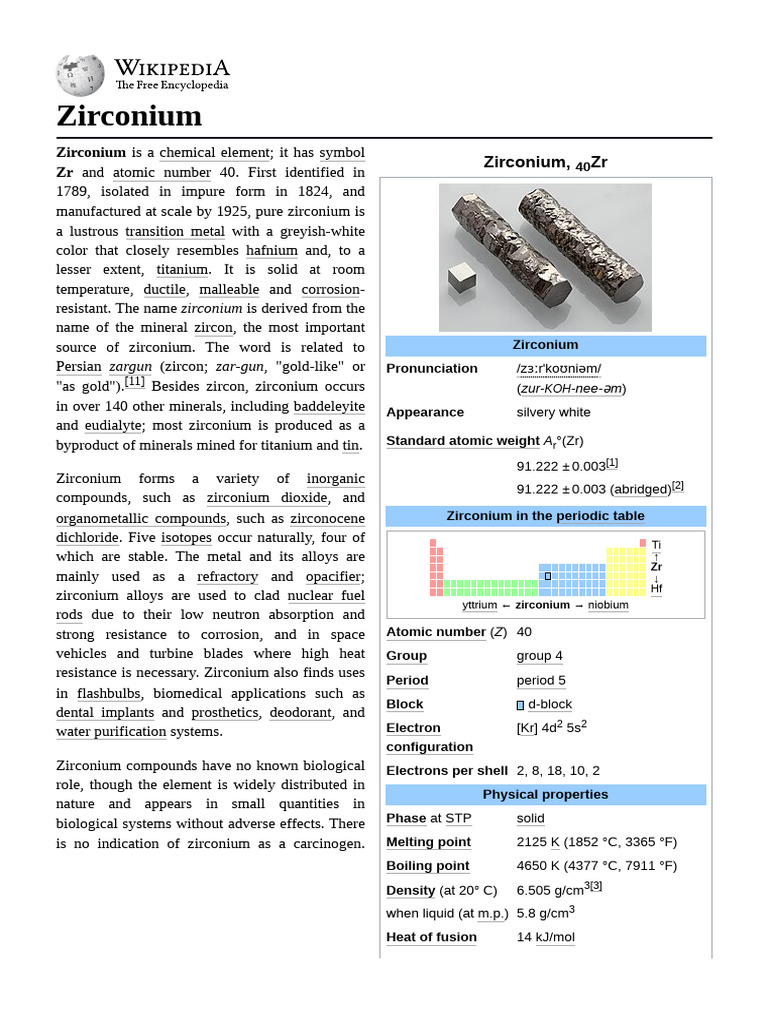 Zirconium | PDF | Zirconium | Zirconium Dioxide
