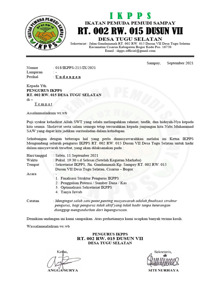 2020 - SURAT UNDANGAN RAPAT KOORDINASI | PDF