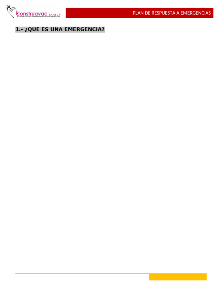 PLAN DE RESPUESTA A EMERGENCIAS 08may24 | PDF | Primeros auxilios | Bombero