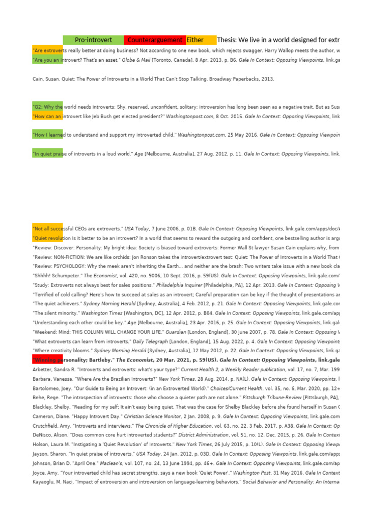 sources sorter | PDF | Extraversion And Introversion | Psychological Concepts
