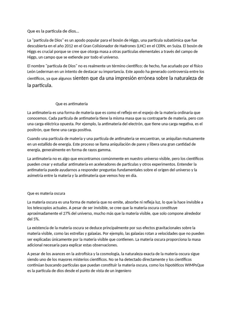 Que Es La Partícula de Dios | PDF | Bosón de Higgs | Importar