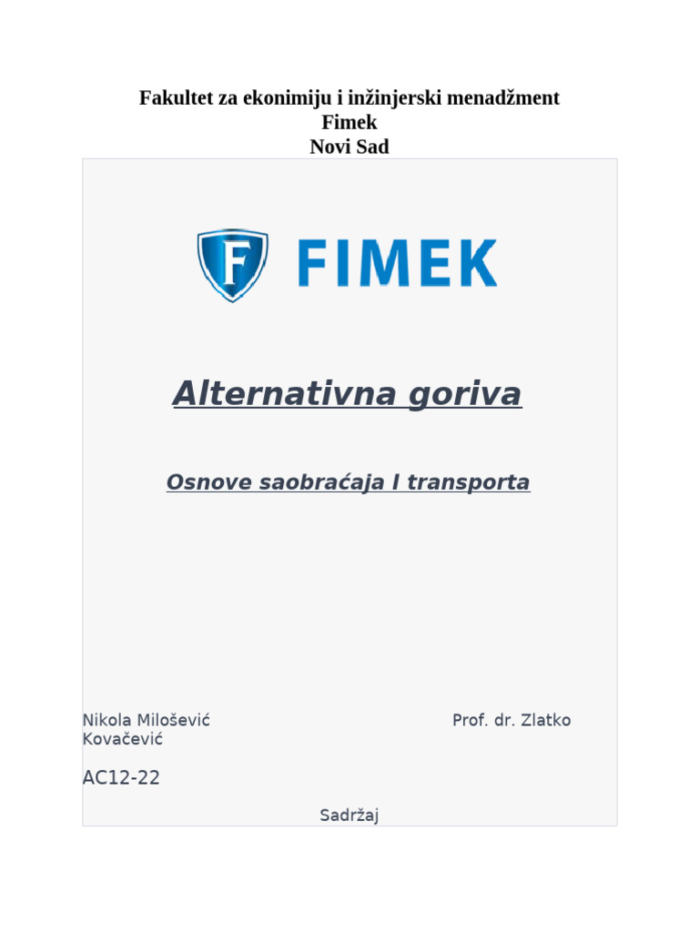 Alternativna Goriva | PDF