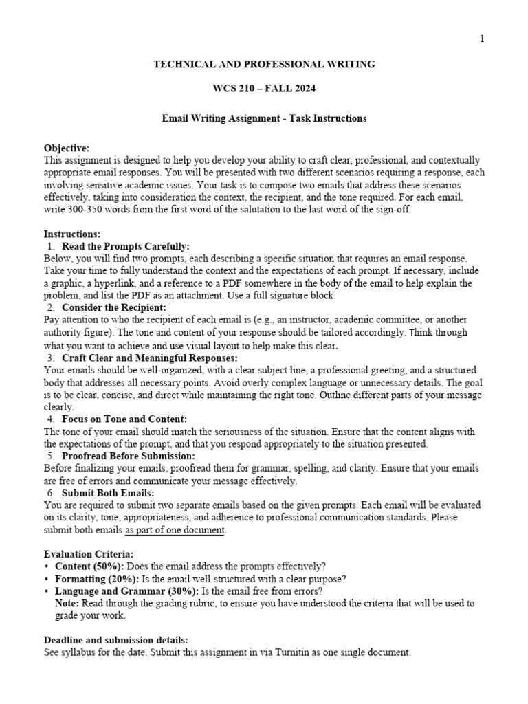 Email Assignment Instructions | PDF | Plagiarism | Proofreading