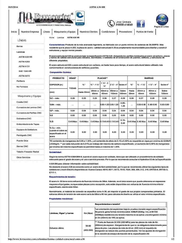 PDF Astm A36 HR - Compress | PDF | Acero | Acero estructural