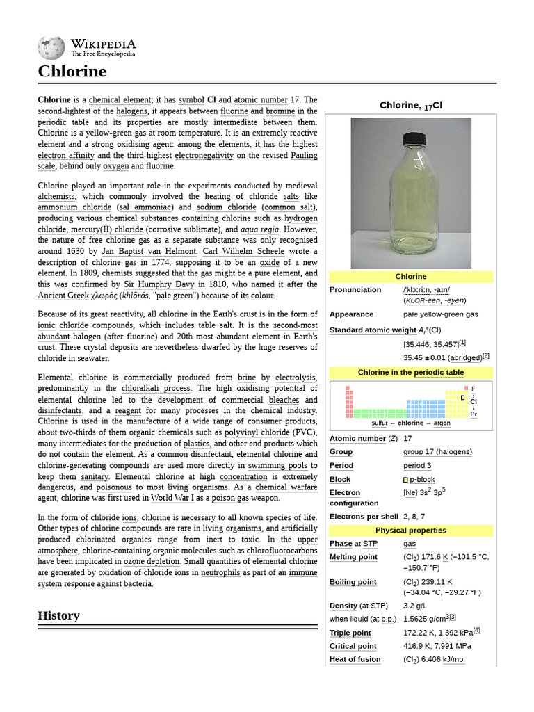 Chlorine | PDF | Chlorine | Isotope
