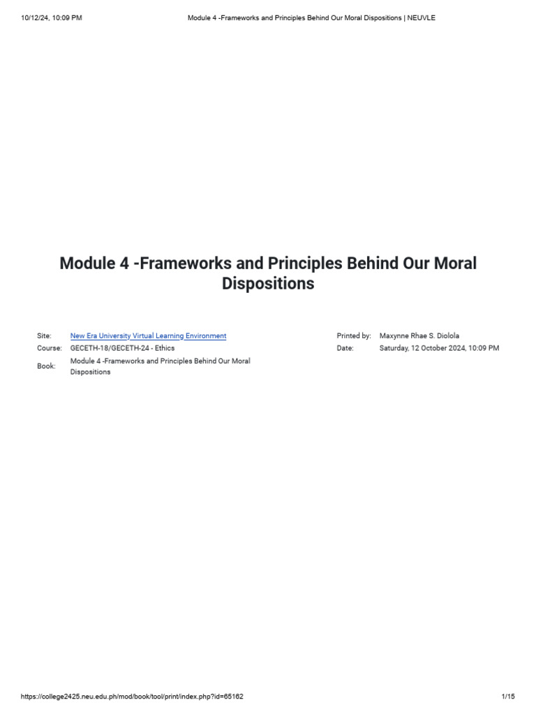 Module 4 - Frameworks and Principles Behind Our Moral Dispositions ...