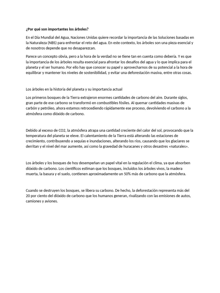 Por Qué Son Importantes Los Árboles | PDF