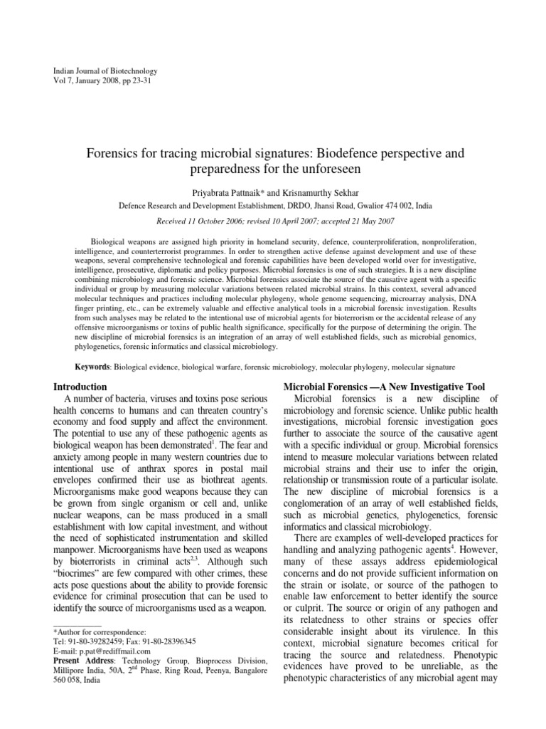 Microbial Forensics in Biodefense | PDF | Dna Sequencing | Microorganism