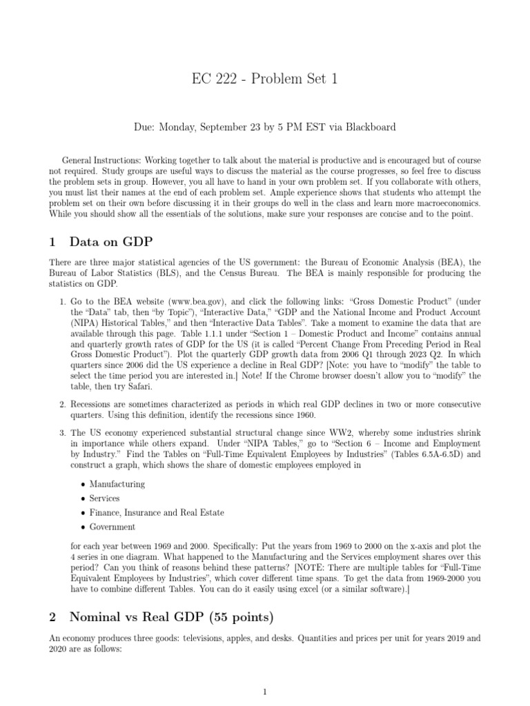 2024_Problem_Set_1 | PDF | Production Function | Labour Economics