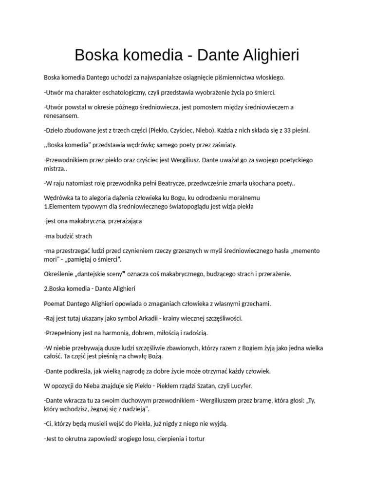 Boska Komedia - Dante Alighieri | PDF