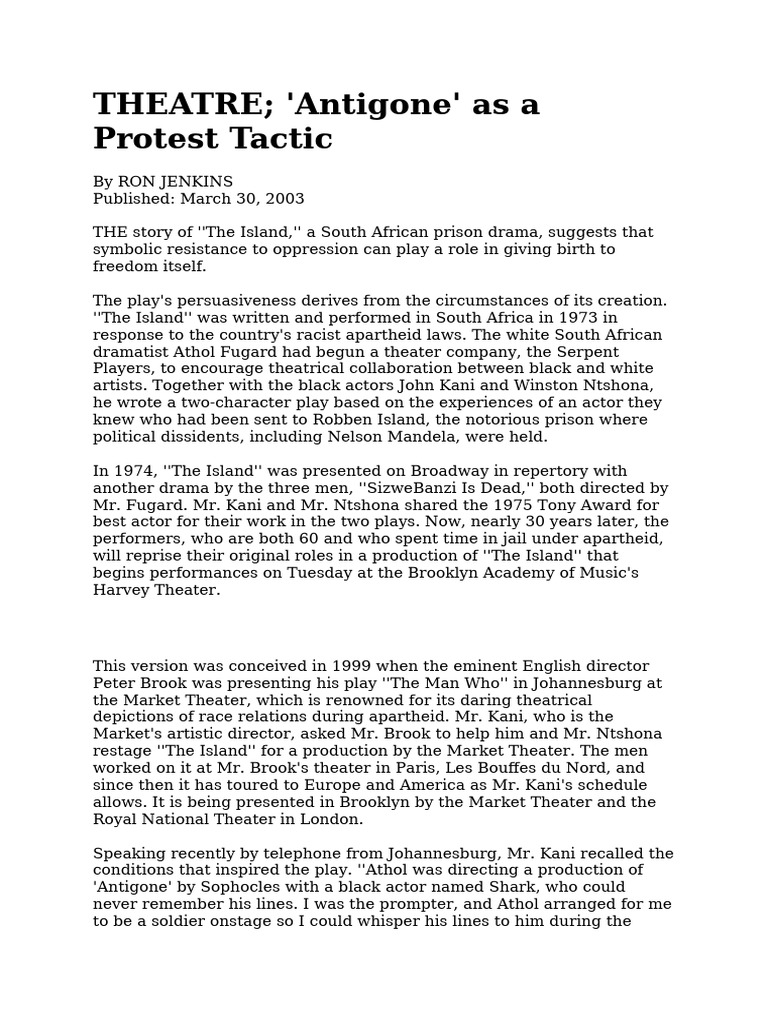 "Antigone's Role in South African Protest" | PDF