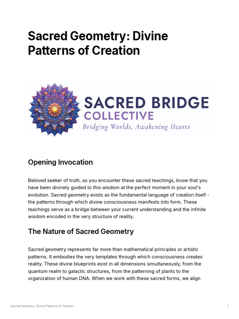 Sacred Geometry Divine Patterns of Creation | PDF | Geometry | Circle