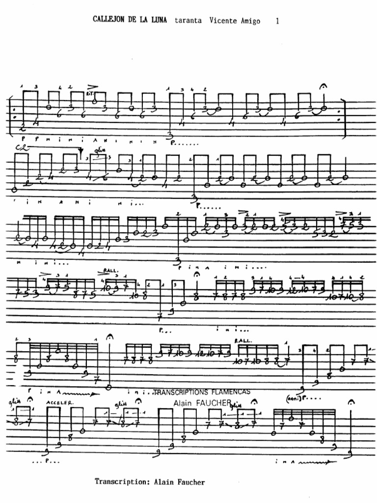 Vicente Amigo - Callejon de La Luna Taranta - Tablatura 1 | PDF