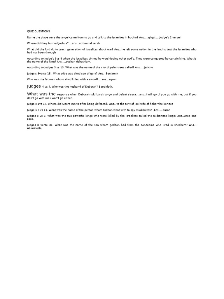 Quiz Questions | PDF