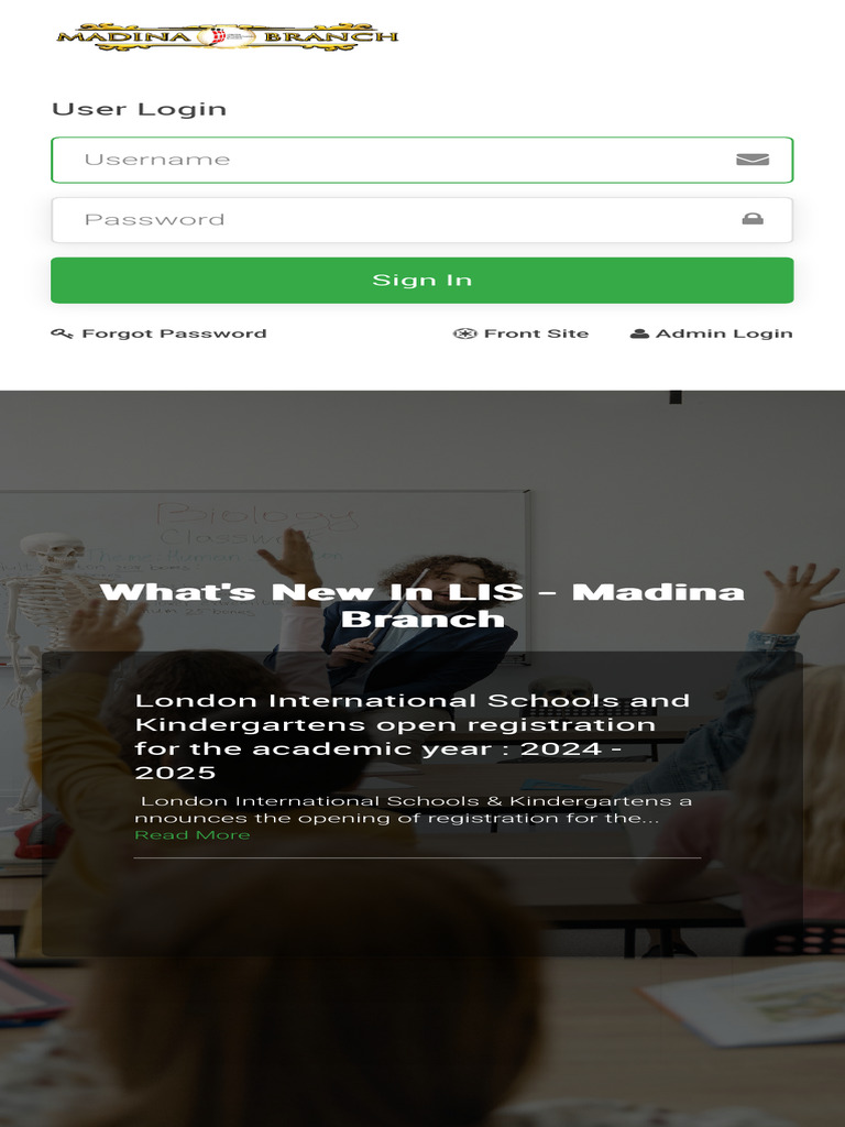 Login LIS - Madina Branch | PDF